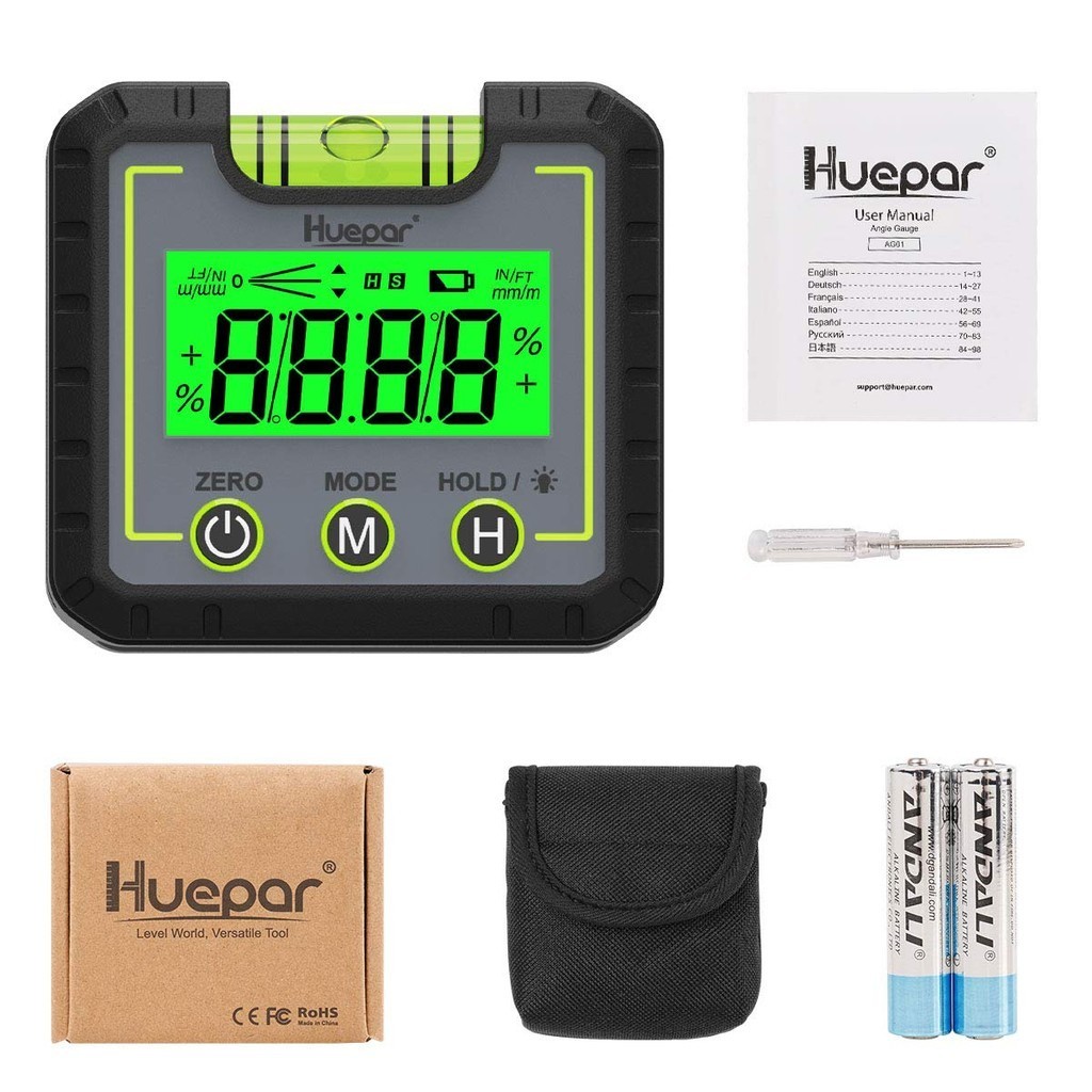 ☮Huepar Digital Level Angle Gauge Mini Angle Finder Level Box with V ...