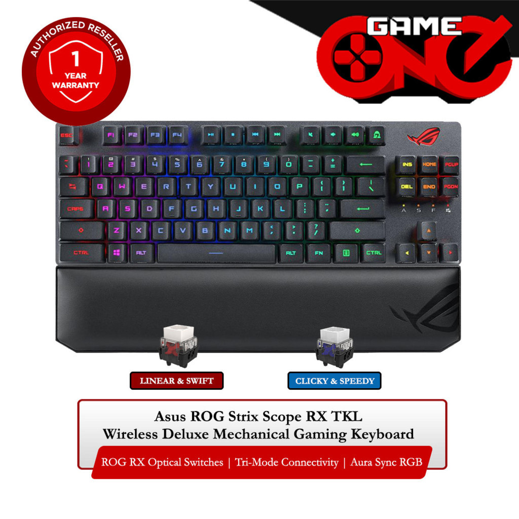 Asus ROG Strix RX TKL Wireless Deluxe Gaming Keyboard (RX Optical ...