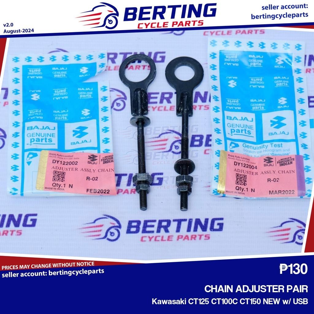 CHAIN ADJUSTER PAIR Kawasaki CT125 CT100C CT150 NEW w/ USB Genuine ...