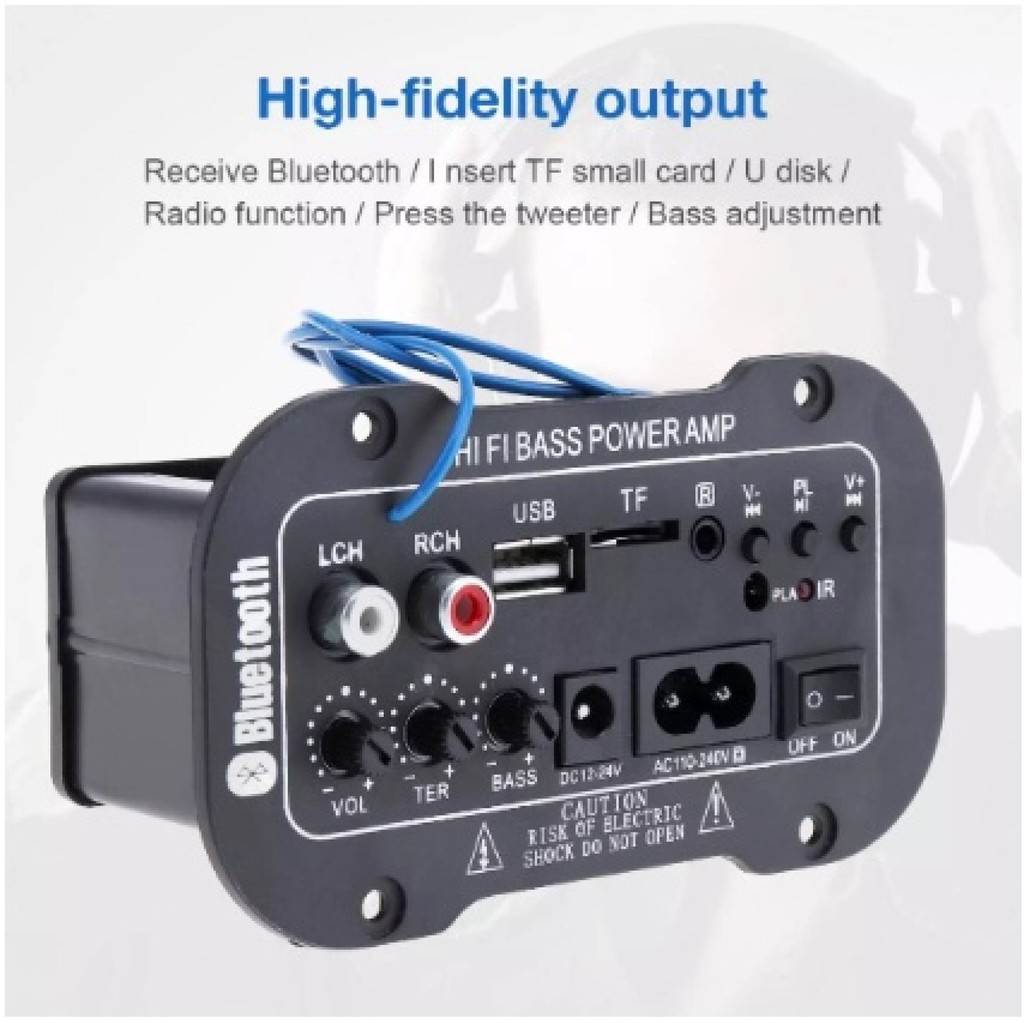 Digital Bluetooth Stereo Amplifier Board Dual Microphone Input Karaoke ...
