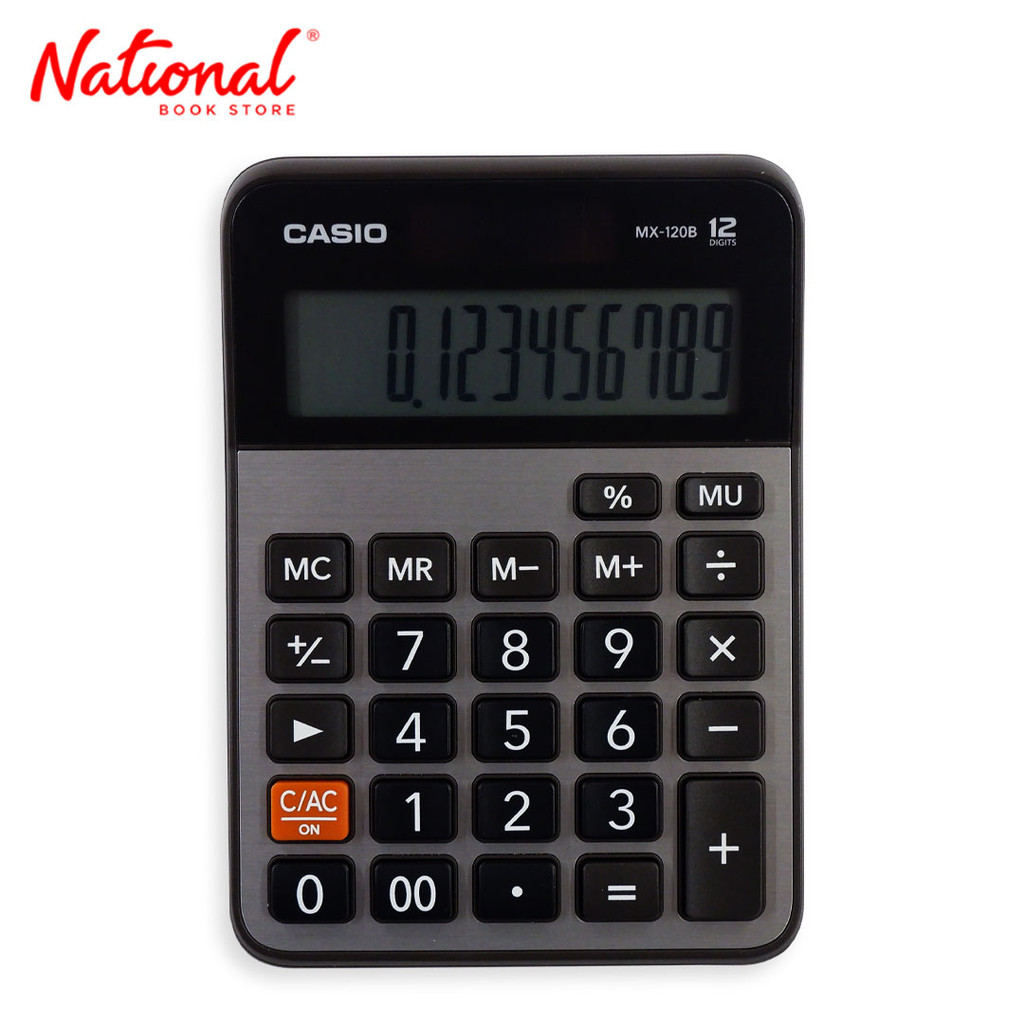 Casio Desktop Calculator 12 Digits Dual Power MX120B MT, White - School ...