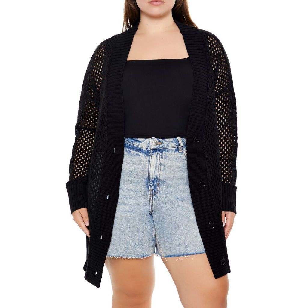 Forever 21 Women's Plus Size Netted Cardigan Sweater | Shopee Philippines