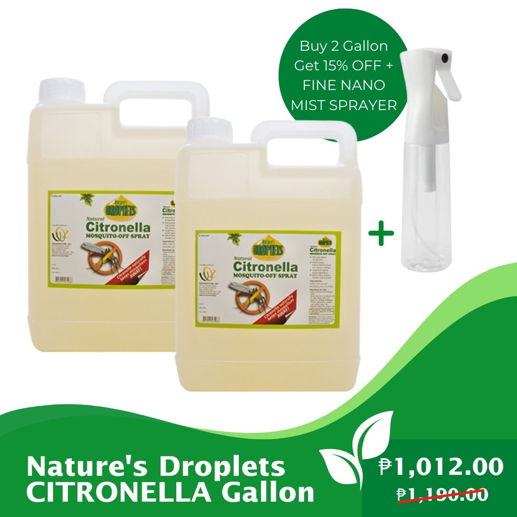 NATURE'S DROPLETS Citronella Natural Mosquito Off Spray Gallon (Buy 2 ...