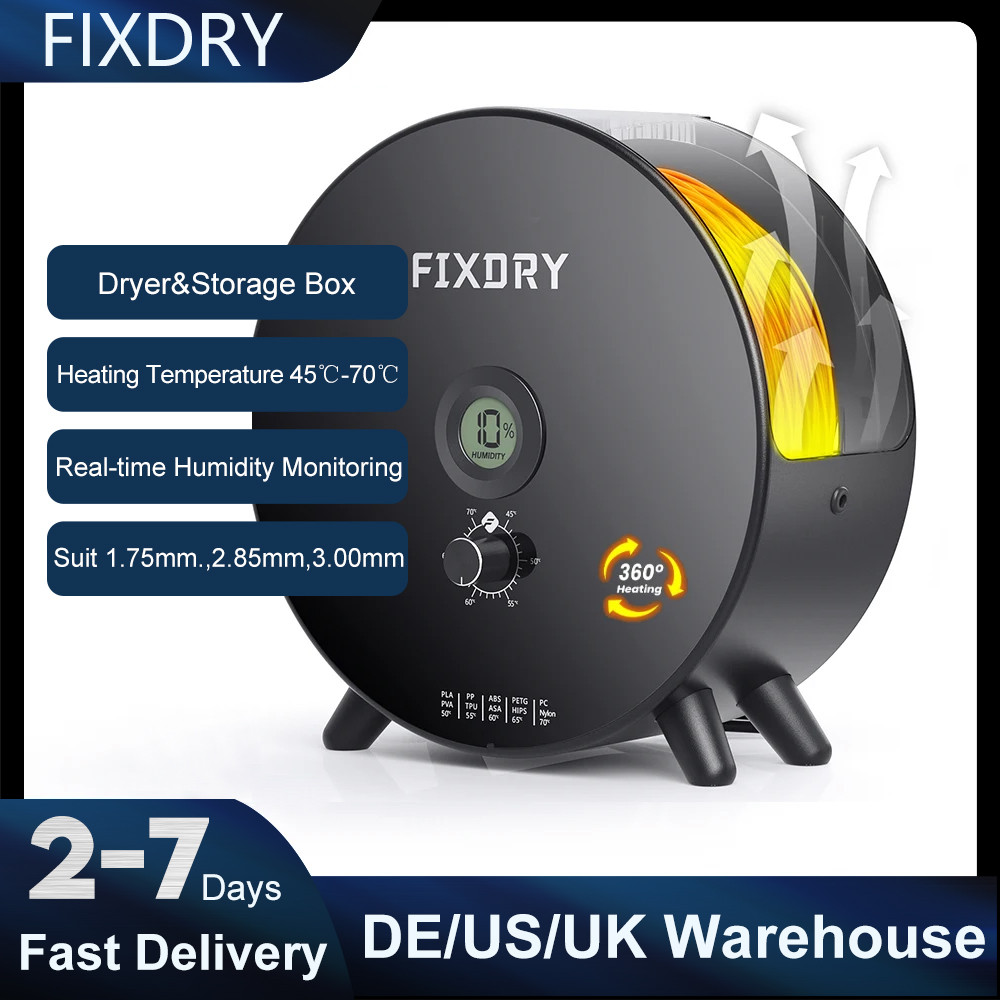 ☜FIXDRY NT1 3D Printer Filament Dry Box With Fan 360°Hot-air Heating ...