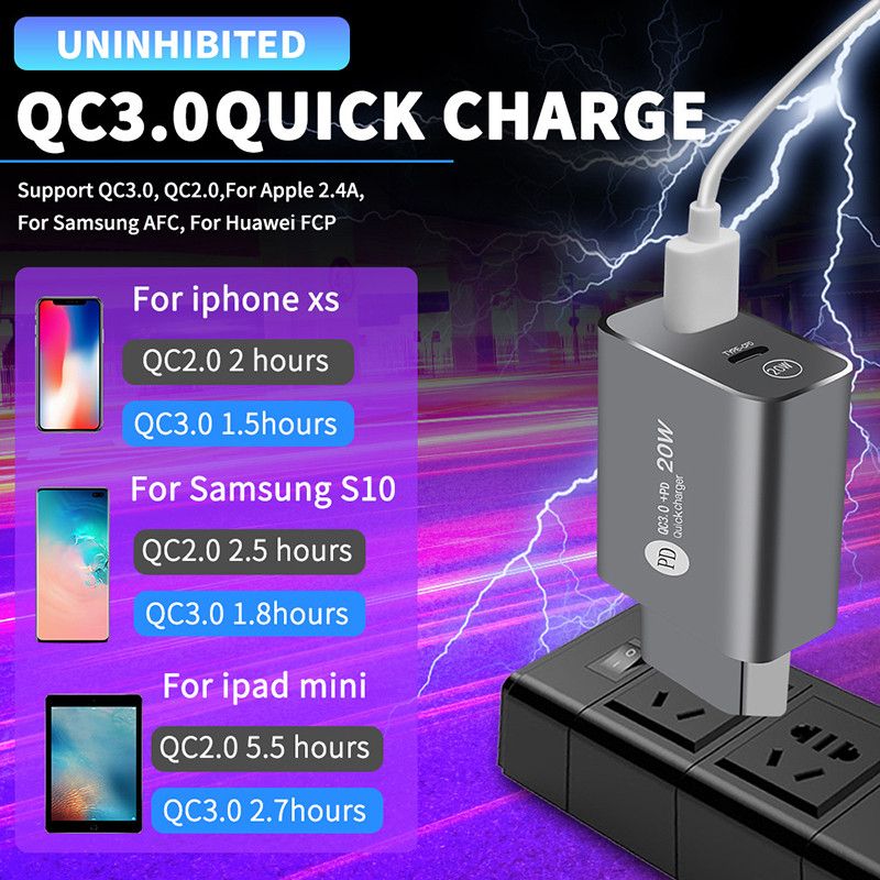 ~PD 12W Mobile Phone Charger 5V 2.4A Charging Head USB+Type-C Charging ...