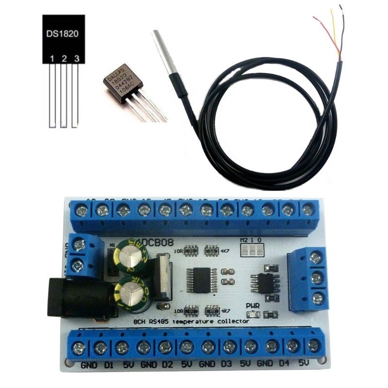 ☚8-Channel RS485 Temperature Board DC6-24V Module with DS18B20 and Modbus RTU Supported ☆⚔ ...