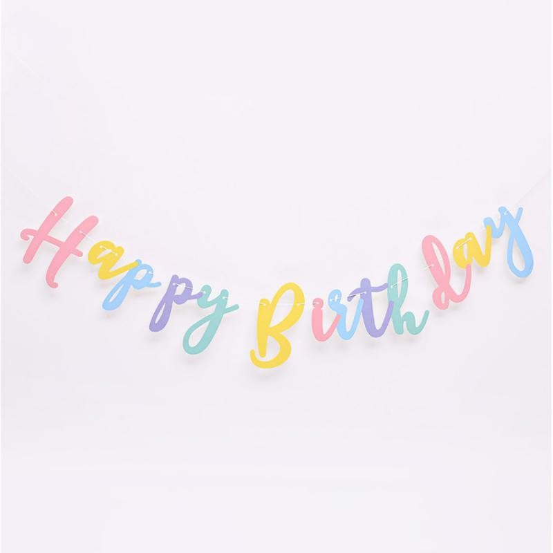 ★Script Happy Birthday Banner Birthday Banner Letter Small Colored Flag ...