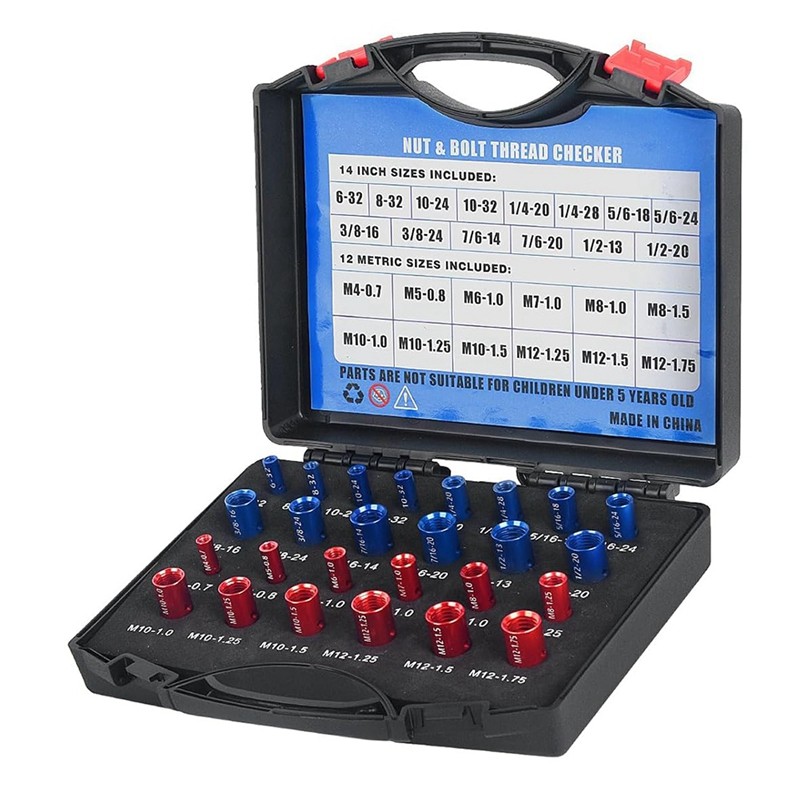 ๑Nut And Bolt Thread Checker - 26PCS(14 Inch & 12 Metric) Identifier ...