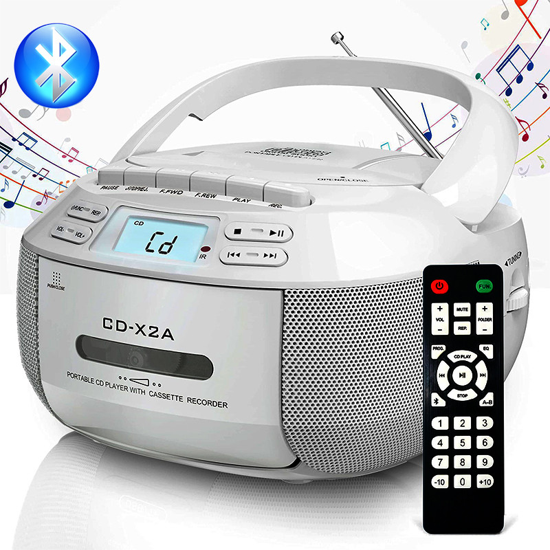 ☭Portable CD Cassette Bluetooth Boombox with FM Tape CD player Student ...