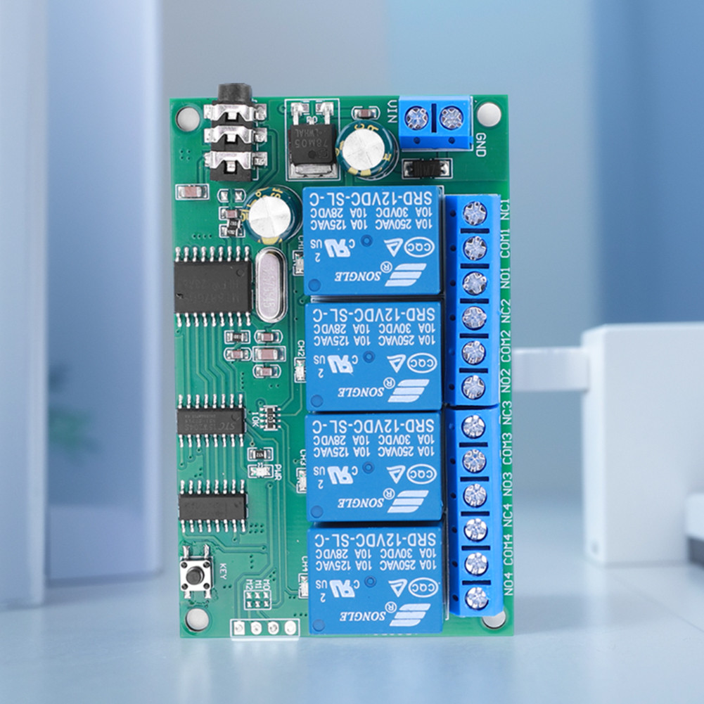 AD22B04 4 Channel DTMF Audio Controller Decoder Relay DC 12V Fan Temperature Control Regulation ...