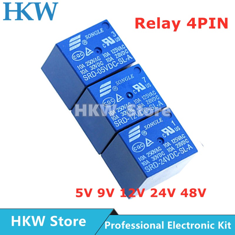 10pcs Relay 4PIN SRD-05VDC-SL-A SRD-09VDC-SL-A SRD-12VDC-SL-A 5V 9V 12V ...