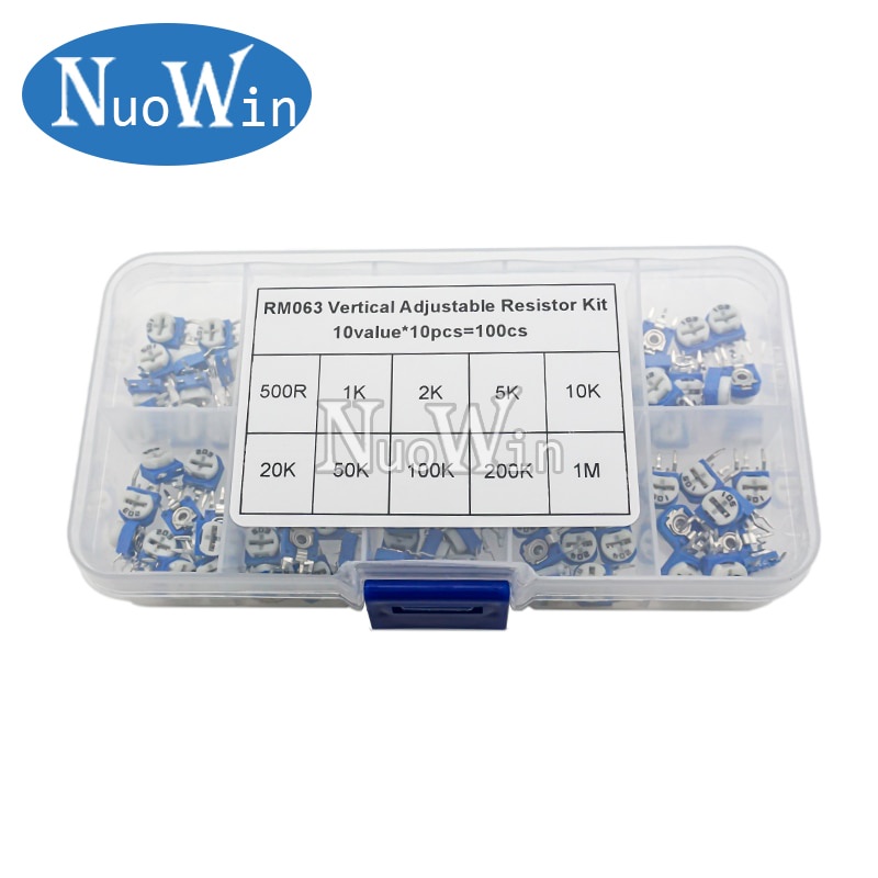 100PCS/LOT 10 Values *10PCS RM063 Vertical Adjustable Resistor Kit In ...
