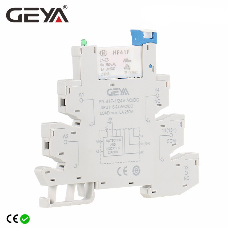 GEYA Slim Relay PLC Interface Hongfa Relay Screw Socket 6A Relay 24VDC ...