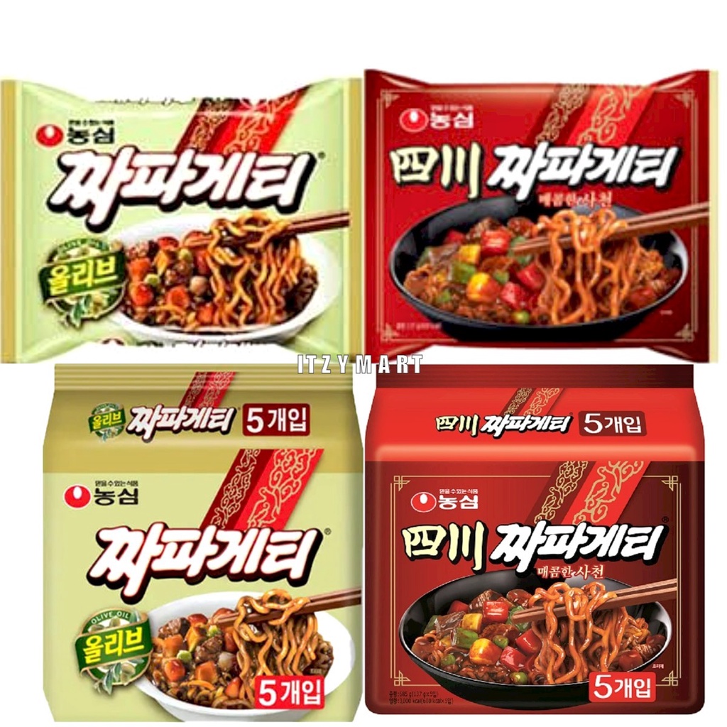 NONGSHIM JJAPAGHETTI AND SICHUAN SPICY CHAPAGETTI BLACK BEAN INSTANT ...