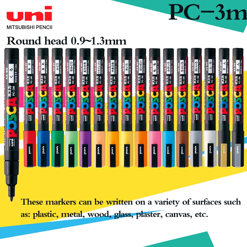 UNI Posca Markers PC-3M Waterproof DIY Graffiti Manga Cards Posters ...