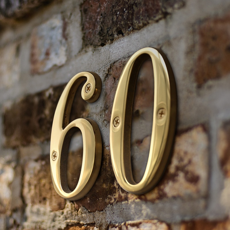 Solid Brass 4" 100mm Letters Modern House Number Apartment door numbers ...