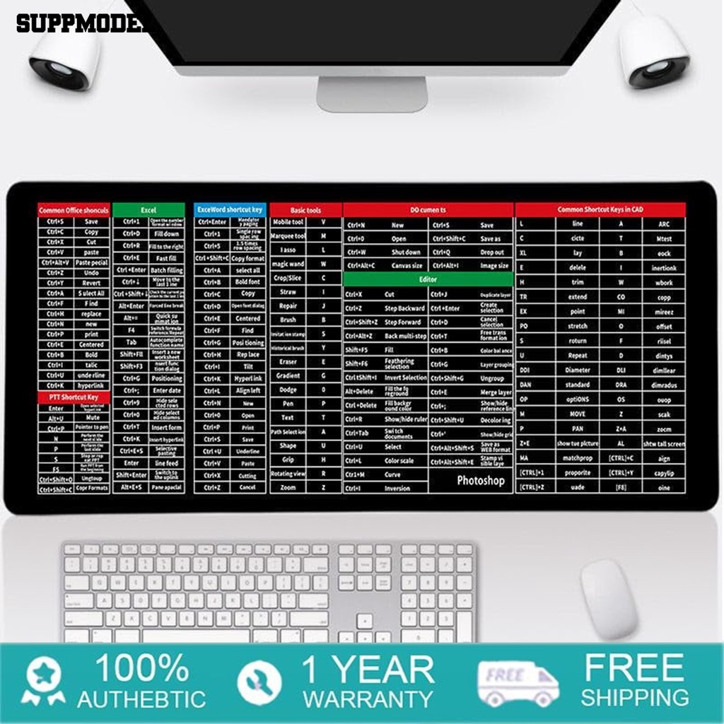 SP.B Office Software Shortcuts Keyboard Pad Anti slip Keyboard Mat Large Keyboard and Mouse Pad with Office Software Shortcuts Perfect for Desk less Shopee Philippines