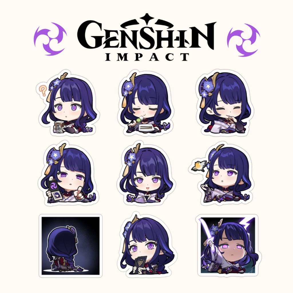 ┇Genshin Impact Raiden Shogun Emoji Sticker Set (9pcs) | Shopee Philippines