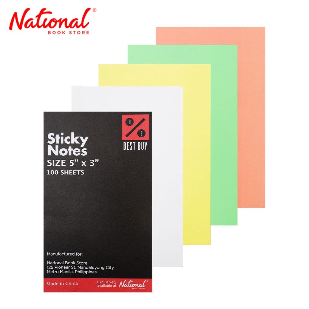 Best Buy Sticky Notes 3x5 inches Yellow 100 Sheets (assorted colors ...
