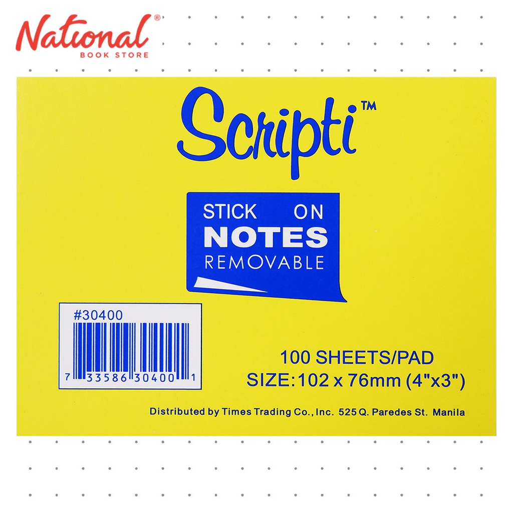 Scripti Sticky Note 3x4 inches 100 Sheets - School & Office Supplies ...