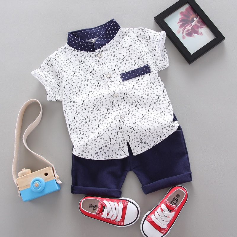 [Cotton Life] 0-4 year old children's shirt and short 1set kids boys ...