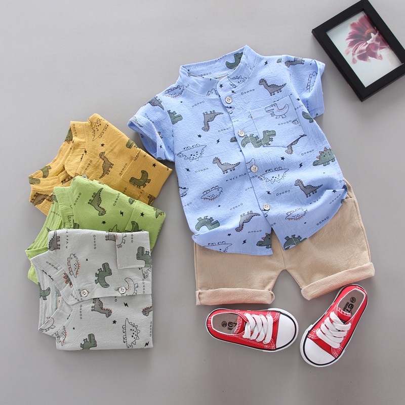 [Cotton Life] Kids Boy Girl Shirt and Short Pants 1 Set Clothes Cartoon ...