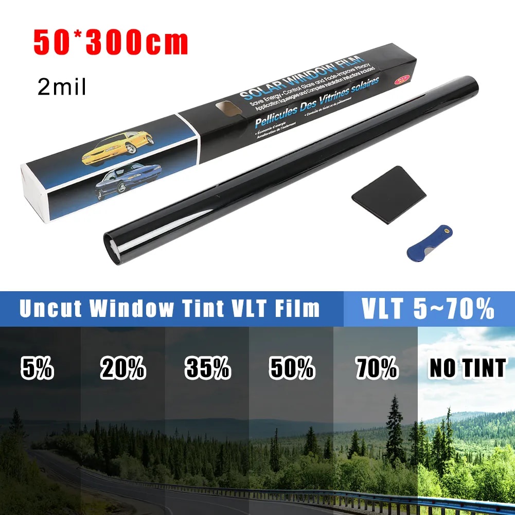 ♜50*300CM Black Car Window Film 5%/20%/35%/50%/70% VLT Window Tinting ...
