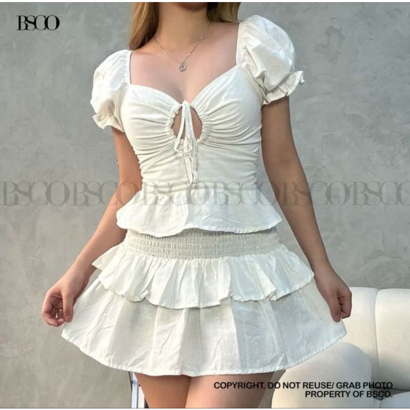 ONHAND BSCO MORGAN COORDS PUFF TOP AND RUFFLES SKIRT COORDS - KOREAN ...