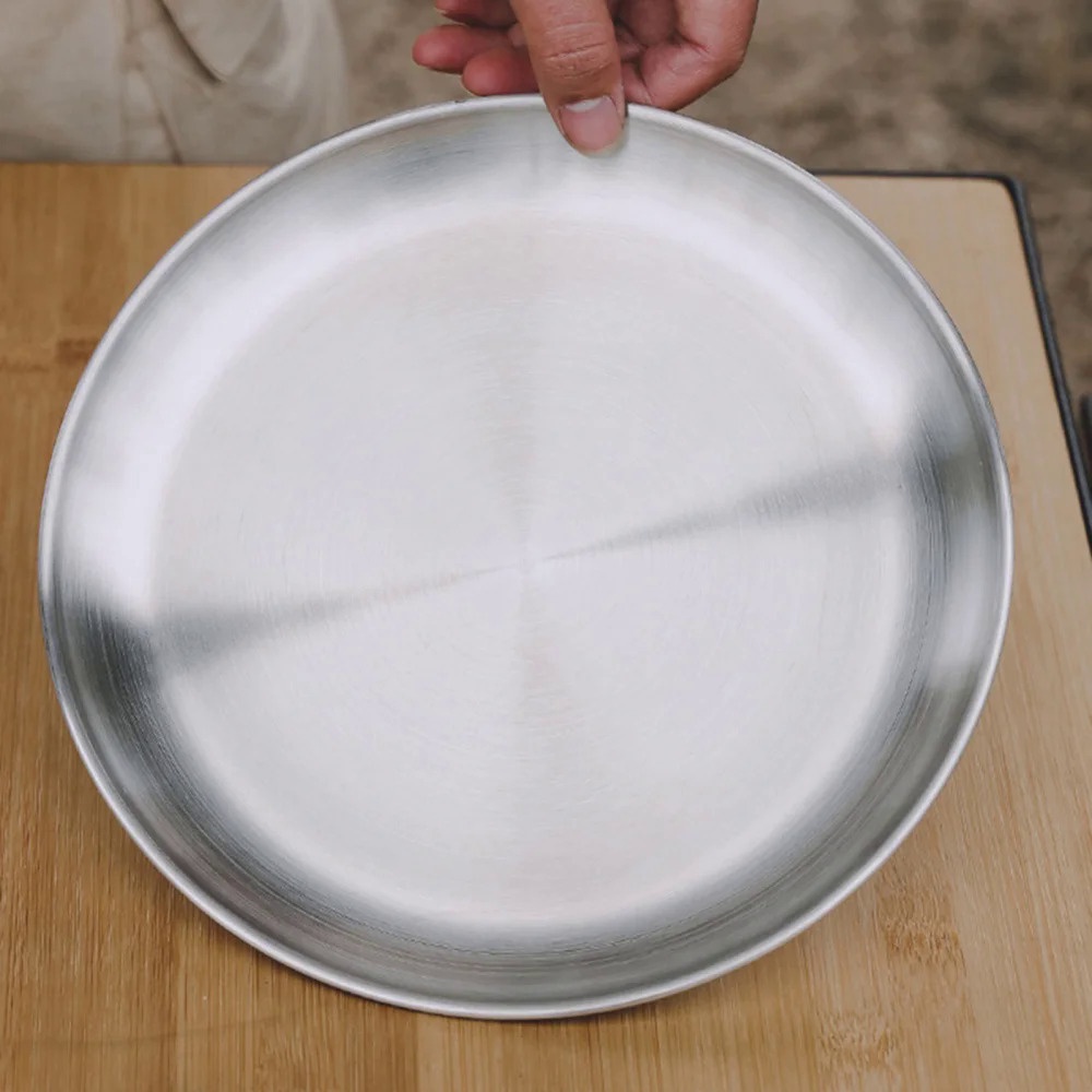 Portable Camping Plate Stainless Steel Outdoor Hiking Traveling ...