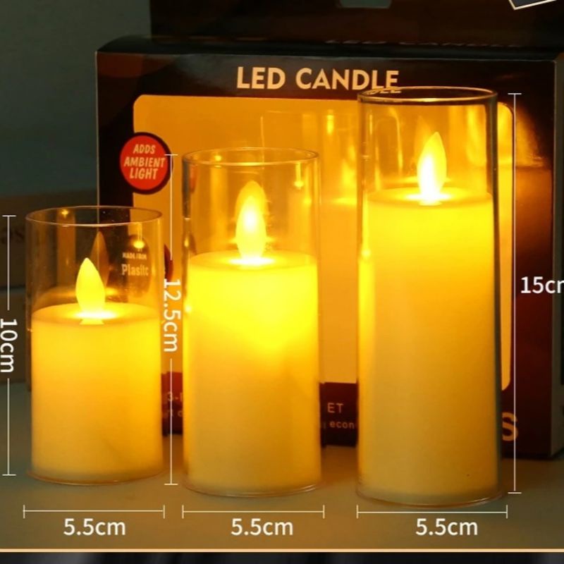Smoke Less Led Flameless Candle With Acrylic Glass For home Wedding ...