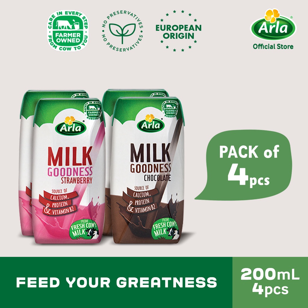 Arla Chocolate and Strawberry Milk 200ml 4-Pack | Shopee Philippines