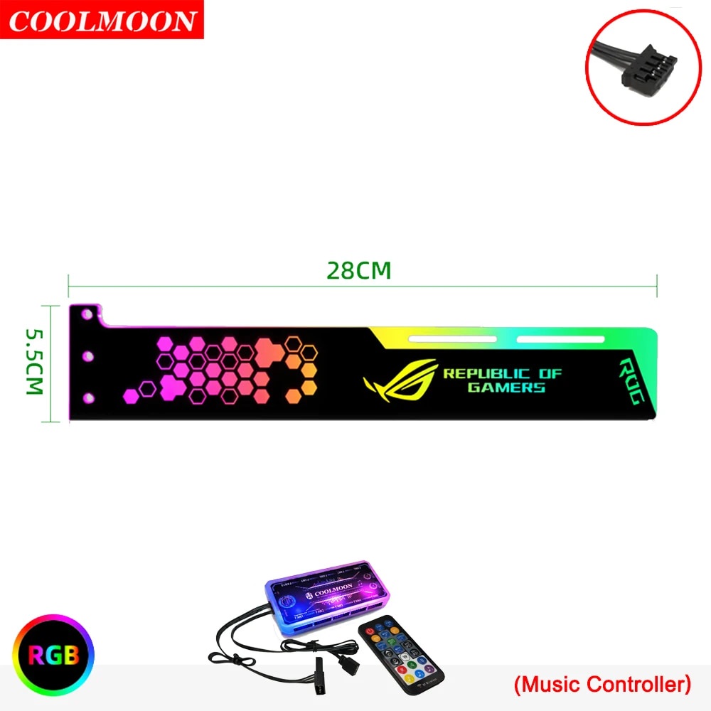 유Coolmoon 5V Small 4PIN RGB LED Light GPU Support VGA Holder 25cm/28cm ...