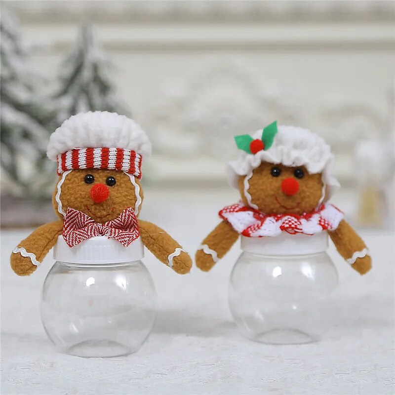 Christmas Gingerbread Man Candy Jar Storage Bottle Christmas Tree ...