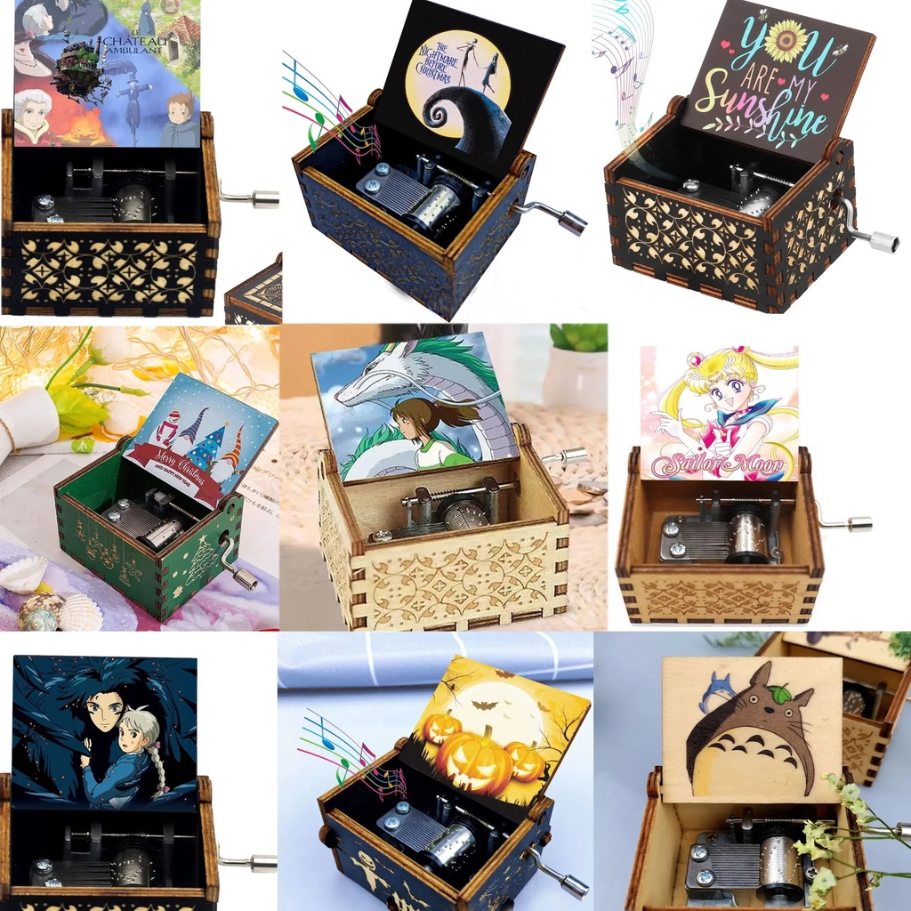 Totoro Wooden Hand Crank Music Box Howl's Moving Castle Spirited Away ...