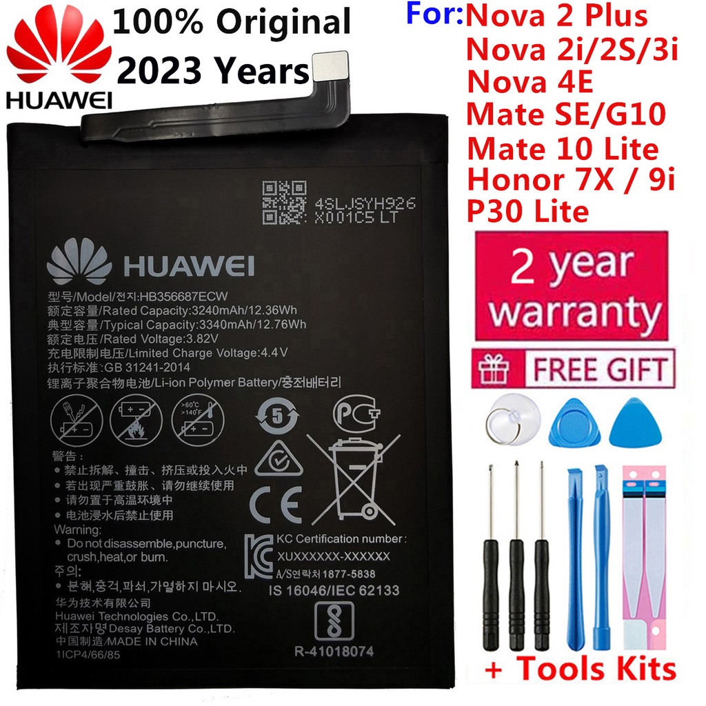 100% Original Battery HB356687ECW For Huawei Nova 2Plus 2i 2S 3i 4e ...