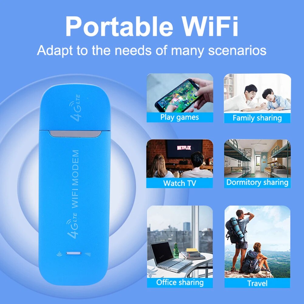 ☬4G LTE USB WiFi Router Portable Pocket Mobile WiFi Adapter 150Mbps High Speed Modem Stick ...