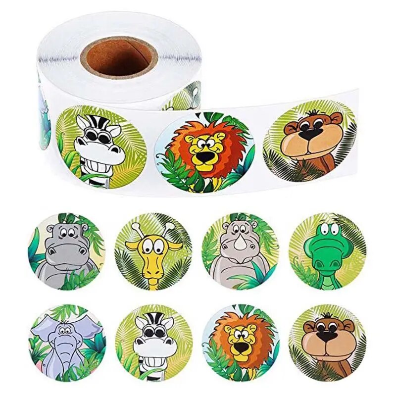 ️500pcs/roll Cute Animal Zoo Reward Stickers Labels Scrapbooking Kids ...