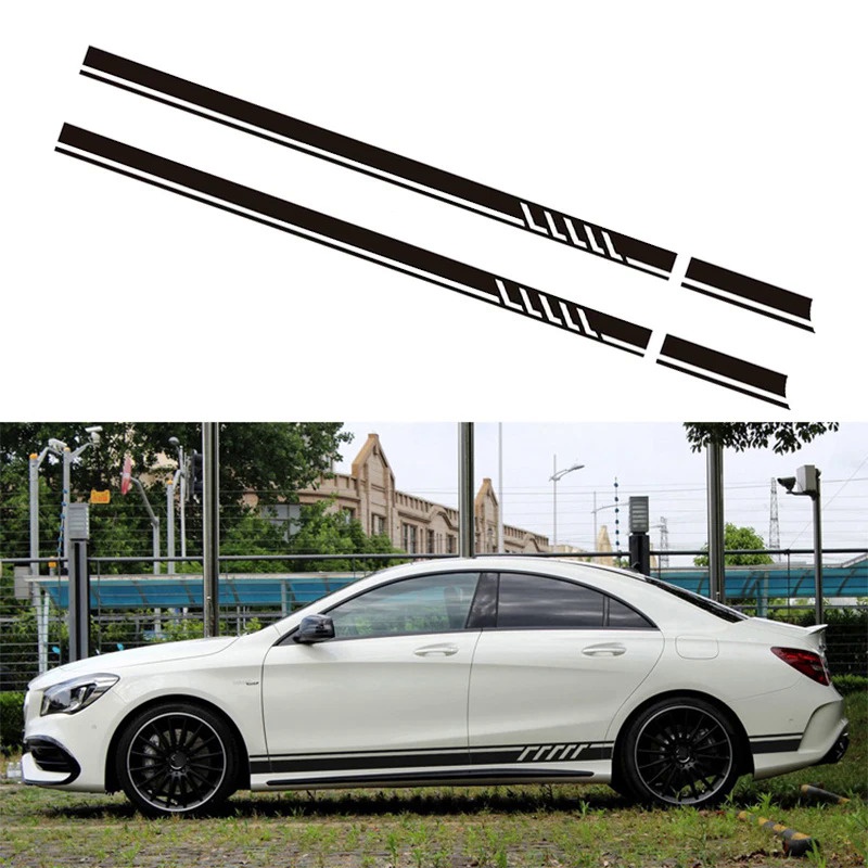 Car Stickers W204 W205 Racing Stripes Door Side Skirts Vinyl Decals for ...