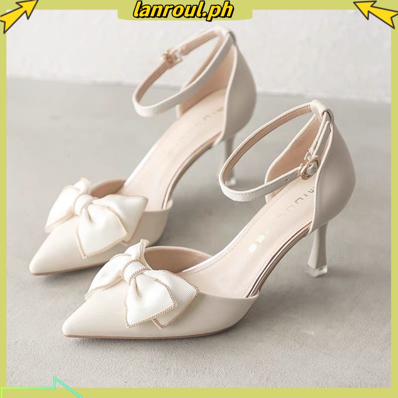 Womens Pointed High Heels Slim Shallow Cut Butterfly Princess Buckle ...