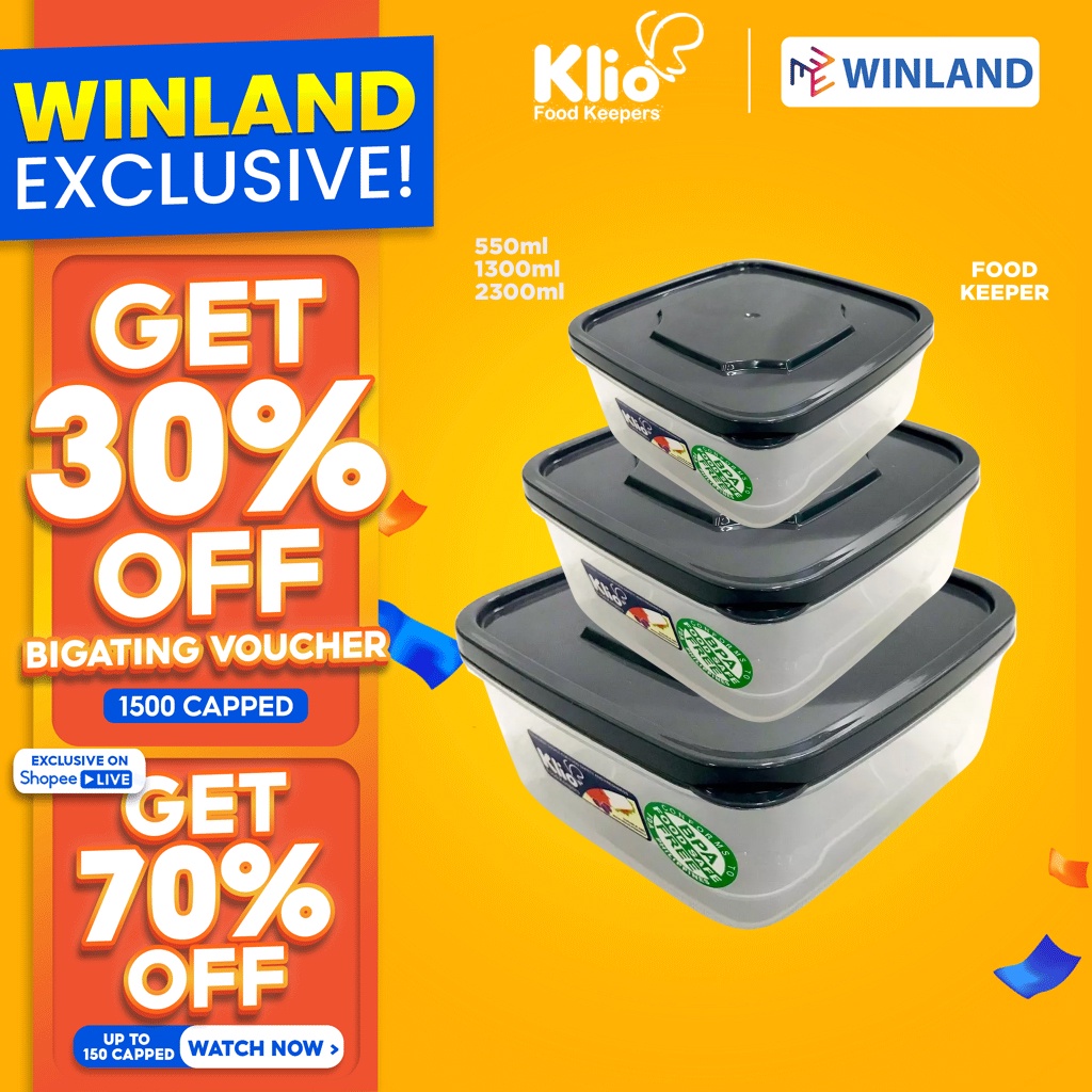 Klio by Winland Square Groove Cover Stackable Food Keeper Square ...