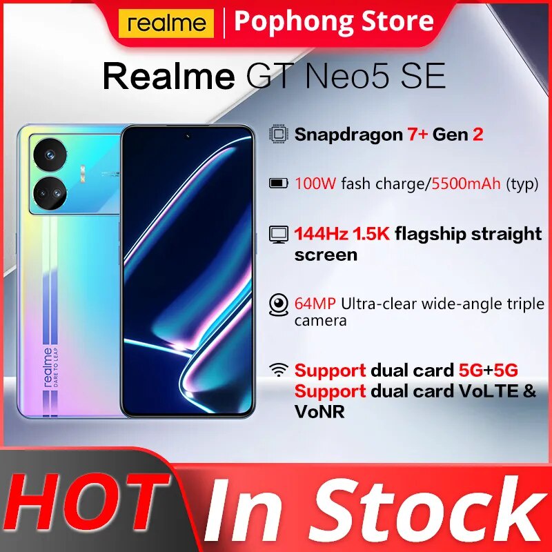 realme GT Neo 5 SE 5G Snapdragon 7 Gen2 Plus 6.74 inch 1.5K AMOLED 5500mAh Battery 100W 64MP ...