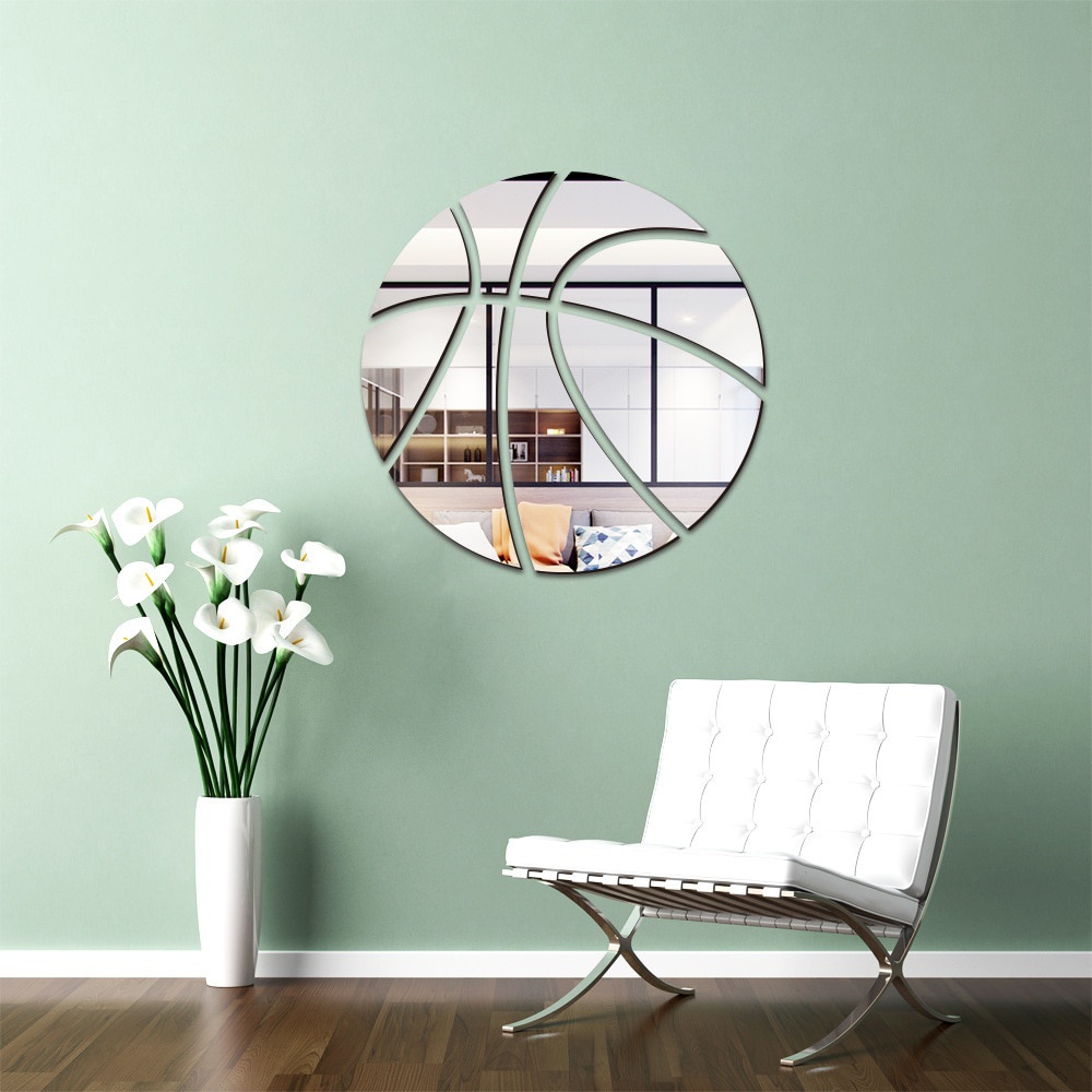 Basketball Mirror Wall Stickers Football Rugby Sports 3d Art Diy Self ...