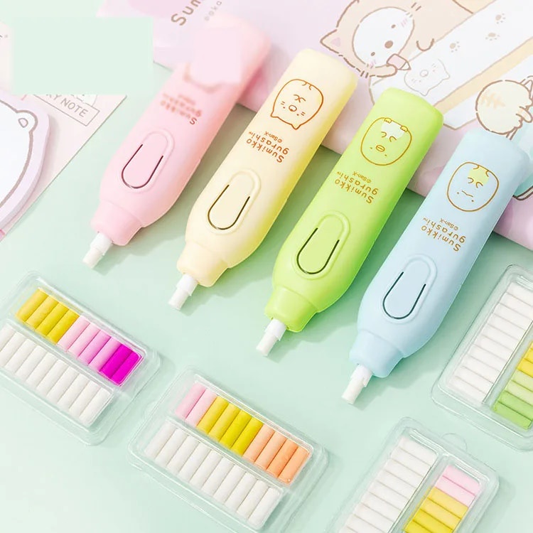 Sumikko Gurashi Electric Eraser Set Cute Writing Drawing Pencil Erasers ...