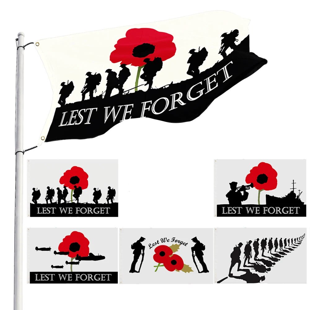Lest We Forget Flag 90 x 150cm 3 x 5ft Custom Banner Metal Holes ...