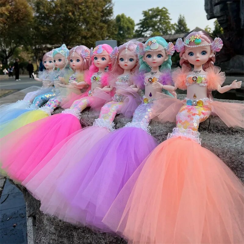 Fashion 30cm Bjd Mermaid Doll 1/6 Long Tail Hair Weaving Dolls Set 13 ...