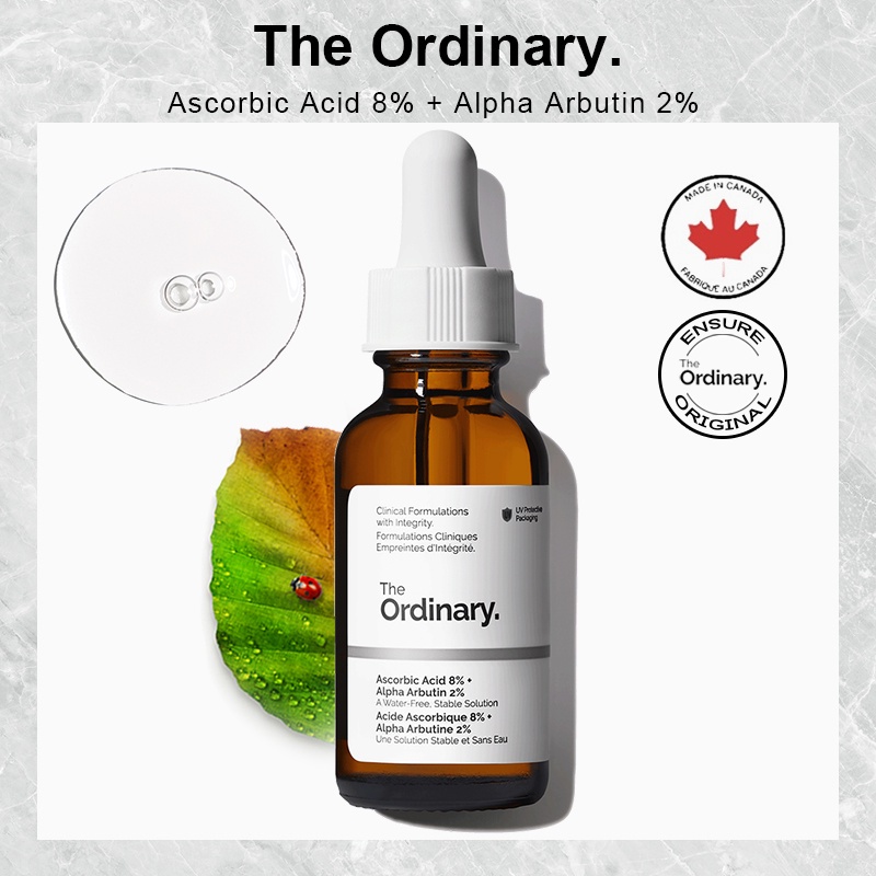 The Ordinary Ascorbic Acid 8% + Alpha Arbutin 2% face serum brightening ...