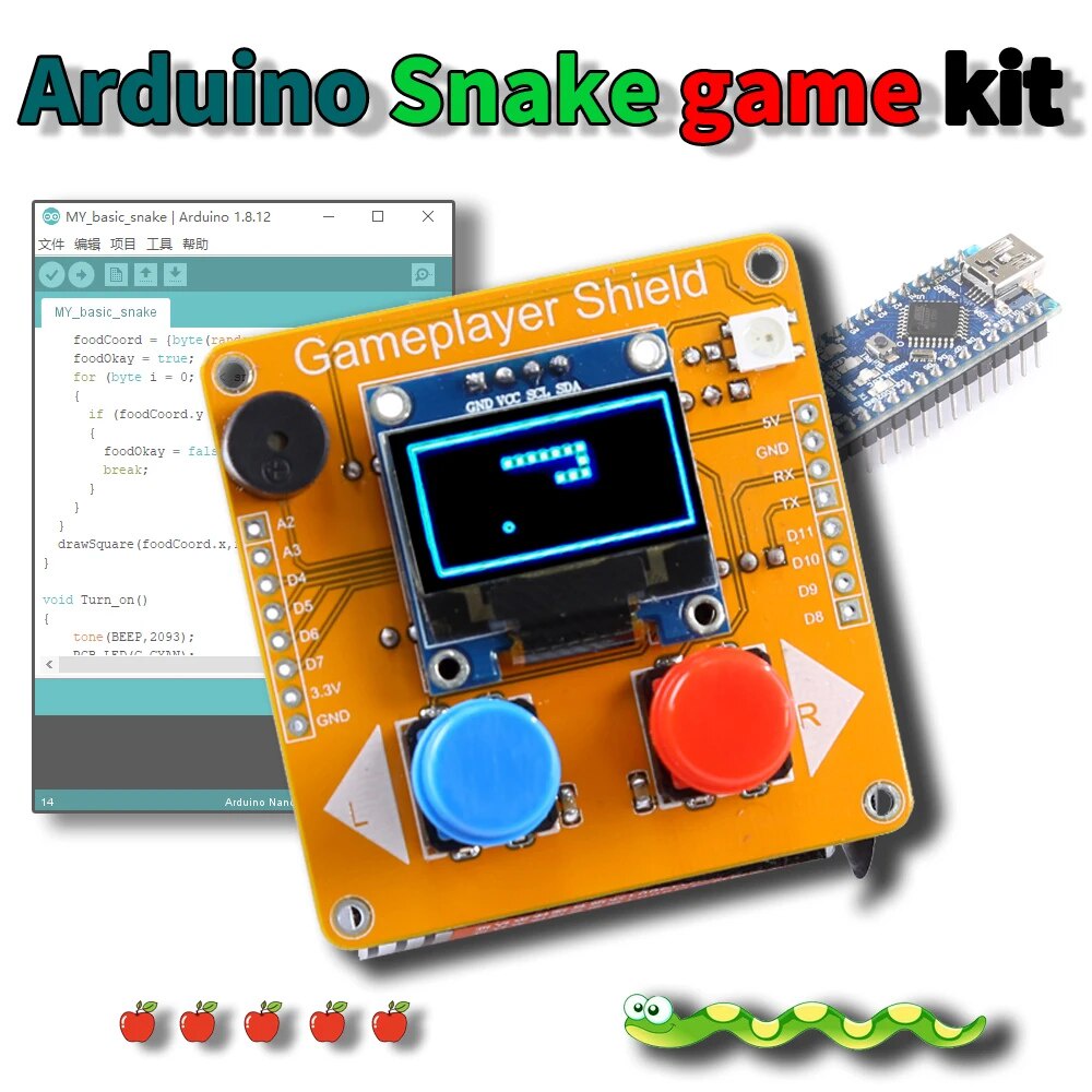 웃Arduino diy kit,Snake game,Easy to program ARDUINO game console,Nano Board ATmega328P,IIC Seri ...