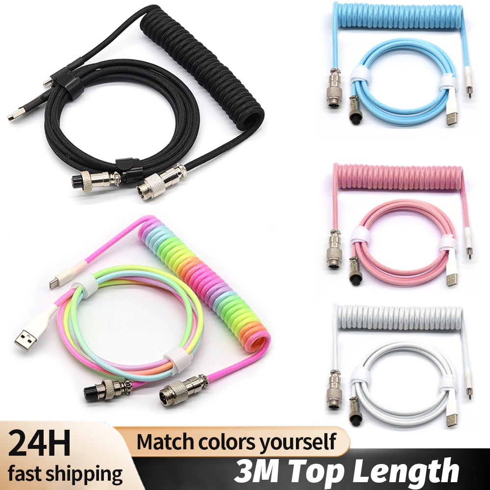 3 Meter Mechanical Keyboard Coiled Cable Wire Type C Custom Usb Port ...