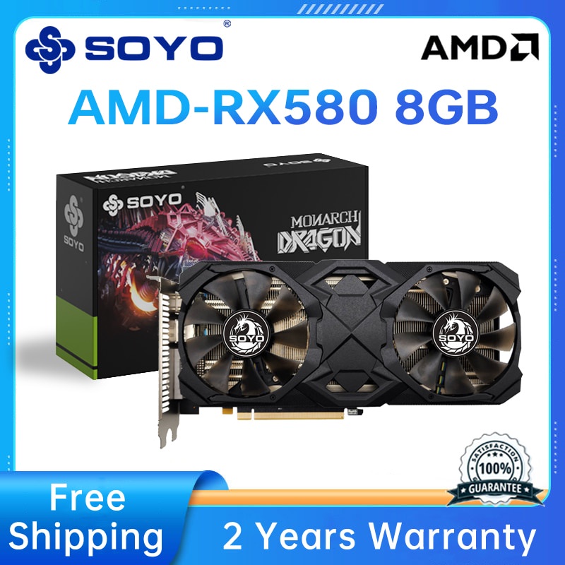 SOYO Original Radeon AMD RX580 8G Graphics Card 256Bit GDDR5 Memory GPU ...