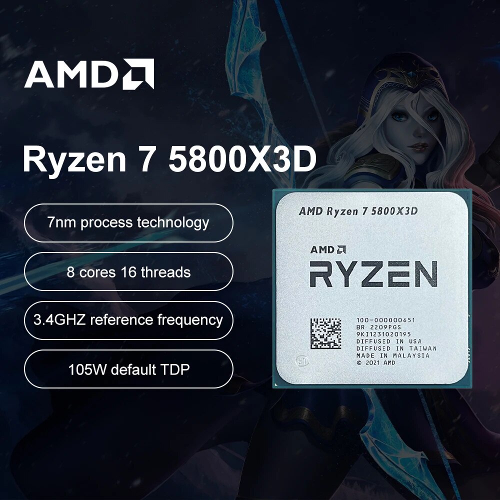 AMD New Ryzen 7 5800X3D R7 5800X3D 3.4GHz 8 Core 16 Thread CPU ...